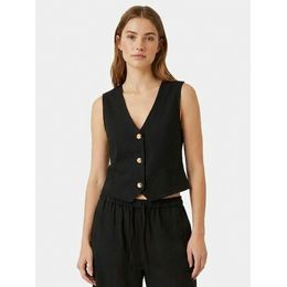 Kurzweste ITS MAY "ITS MAY Vest Elle", Damen, Gr. M/L, schwarz, Obermaterial: 50% Leinen, 50% Baumwolle, Westen