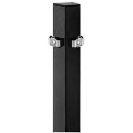 Eckpfosten Alberts "Doppelstabmattenzaun", grau (anthrazit), H:200cm T:6cm, Stahl, Zaunpfosten, inkl. Klemmlasche, anthrazit, H&ouml;he: 120 - 200 cm