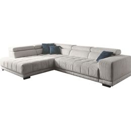 Ecksofa DIE PLANBAR "MP-IN15053 L-Form breiter Schenkel", grau, B:323cm H:73cm T:222cm, 100% Polyester, Sofas, Ecksofa, wahlweise mit Kopfteilverstellung und manueller Vorziehbank