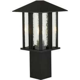 Pollerleuchte Searchlight "Venice Post - Black Metal & Water Glass", schwarz und wasserglas, B:23cm H:45cm L:23cm &Oslash;:23cm, Leuchten