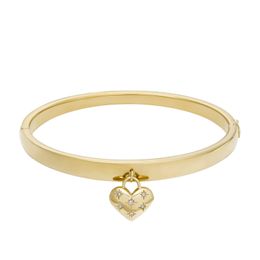 Armreif Fossil "Schmuck Geschenk Edelstahl SADIE Herz", gold (gelbgoldfarben, kristallwei&szlig;, kristallwei&szlig;), Armb&auml;nder, Damen, Edelstahl, Armreif, mit Glasstein