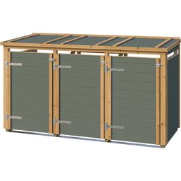 M&uuml;lltonnenbox Weka "Killarney", gr&uuml;ngrau eiche hell, B:230cm H:127cm T:92cm, Massivholz, Aufbewahrungsboxen, Metall pulverbeschichtet, f&uuml;r 3 M&uuml;lltonnen, BxTxH: 230x92x127 cm