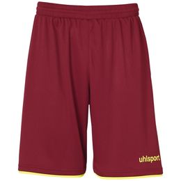 Sporthose Uhlsport "Trainingshose CLUB SHORTS", Herren, Gr. 3XL, US, rot (bordeaux, fluo gelb), Obermaterial: 100% Polyester PES., Hosen Sporthose