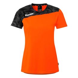 Trainingsshirt Kempa "Trainings-T-Shirt Athletics 29 Women", Damen, Gr. M, orange (fluo orange, schwarz), Obermaterial: 100% Polyester Pol. recyc.., Shirts