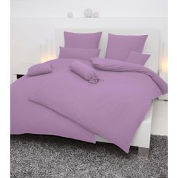 Bettw&auml;sche Janine "PIANO 0125 31, Seersucker 100% Baumwolle, uni, b&uuml;gelfrei", lila (flieder), B/L: 135cm x 200cm, 1 Stk., 1 Stk., Soft-Seersucker, B/L: 80cm x 80cm, 2 Stk., Soft-Seersucker, Obermaterial: 100% Baumwolle, Bettw&auml;sche, Bettw&auml;sche, Markenrei&szlig;verschluss, feinf&auml;dige Qualit&auml;t, gek&auml;mmte Mako-Garne
