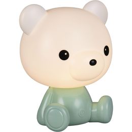 REALITY LEUCHTEN LED Tischleuchte "CUTIE, Kinderzimmer Tischleuchte Nachttischleuchte B&auml;ren Optik, RGB", gr&uuml;n, 1, H: 25,5cm, 1 Stk., Leuchten, 0,3W 30 Lumen warmwei&szlig; 3000K, RGB Farbwechsel Modus, USB-Anschluss, LED Tischleuchte