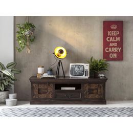 Lowboard Sit "dunkelbraunes Lowboard aus recyceltem Altholz", braun, B:150cm H:50cm T:45cm, Massivholz, Sideboards, Lowboard, TV‑Board & Wohnzimmer‑Kommode aus Altholz