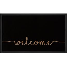 Fu&szlig;matte Hanse Home "Cozy Welcome, T&uuml;rmatte" Gr. 15, schwarz (schwarz, beige), B:45cm H:5mm L:75cm, Kunstfaser, Teppiche, Fu&szlig;matte, Waschbar, Schmutzfangmatte, Outdoor, Innen, Rutschfest, Wetterfest