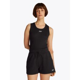 Tanktop Tommy Jeans "TJW SLIM SCRIPT RIB TANK TOP", Damen, Gr. S (36), schwarz, Rippware, Obermaterial: 100% Baumwolle, unifarben, slim fit kurz, Rundhals, Tops Tanktop, mit Logostickerei