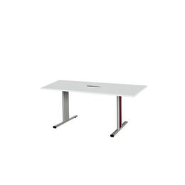 Sch&auml;fer Shop Sch&auml;fer Shop Select Besprechungstisch Planova Basic, mit Tischanschlussfeld, Rechteck, T-Fu&szlig;, B 1600 x T 800 x H 717 mm, lichtgrau/wei&szlig;alu