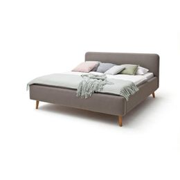 Meise M&ouml;bel Polsterbett MEISE.M&Ouml;BEL "Mattis", grau (taupe), B:161cm H:105cm L:218cm, Bezug Bett: Strukturstoff (100% Polyester), Betten, Polsterbett, Topseller, wahlweise mit Bettkasten