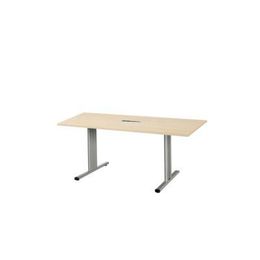 Sch&auml;fer Shop Sch&auml;fer Shop Select Besprechungstisch Planova Basic, mit Tischanschlussfeld, Rechteck, T-Fu&szlig;, B 1600 x T 800 x H 717 mm, Ahorn/wei&szlig;aluminium RAL 9006