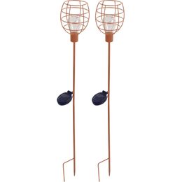 Gartenleuchte Luxform "Solar-Erdspie&szlig;-Gartenlampe - Bottle - 2 St&uuml;ck", braun (rustic), 2 Stk., Leuchten, Gartenleuchte, Dekoratives Gartenornament