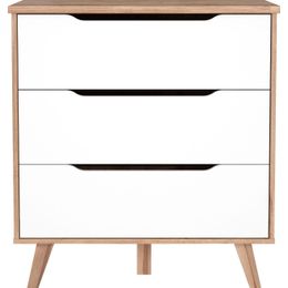Schubkastenkommode FORTE "Vankka", wei&szlig; (planken eiche, wei&szlig;), B:80cm H:86,3cm T:42cm, FSC-zertifizierter Holzwerkstoff, Sideboards, in 2 Breiten, Stauraum, grifflose Front