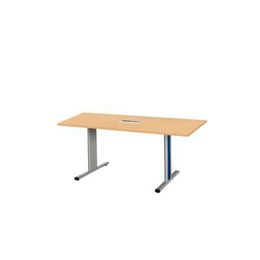Sch&auml;fer Shop Sch&auml;fer Shop Select Besprechungstisch Planova Basic, mit Tischanschlussfeld, Rechteck, T-Fu&szlig;, B 1600 x T 800 x H 717 mm, Buche/wei&szlig;aluminium RAL 9006