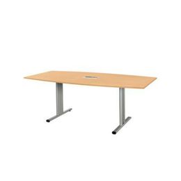 Sch&auml;fer Shop Sch&auml;fer Shop Select Besprechungstisch Planova Basic, mit Tischanschlussfeld, Boot, T-Fu&szlig;, B 2000 x T 1000 x H 717 mm, Buche/wei&szlig;aluminium RAL 9006