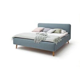 Meise M&ouml;bel Polsterbett MEISE.M&Ouml;BEL "Mattis", blau (eisblau), B:181cm H:105cm L:218cm, Bezug Bett: Strukturstoff (100% Polyester), Betten, Polsterbett, Topseller, wahlweise mit Bettkasten