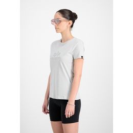 T-Shirt Alpha Industries "New Basic T-Shirt BL Glitter W", Damen, Gr. XS, grau (pastel grau), Obermaterial: 100% Baumwolle, Shirts T-Shirt