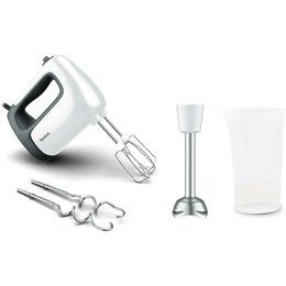 Tefal Handmixer "Prep'Mix+", grau (wei&szlig;, grau), B:9cm H:15cm T:20,9cm, Mixer, Turbo-Funktion, 2 R&uuml;hrbesen, 2 Knethaken, P&uuml;rierstab-Aufsatz, HT4621