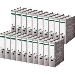 Ordner Leitz&reg; 1080, DIN A4, R&uuml;ckenbreite 80 mm, Griffloch, geklebtes R&uuml;ckenschild, Hartpappe, 20 St&uuml;ck, grau