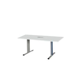 Sch&auml;fer Shop Sch&auml;fer Shop Select Besprechungstisch Planova Basic, mit Tischanschlussfeld, Rechteck, T-Fu&szlig;, B 1600 x T 800 x H 717 mm, lichtgrau/wei&szlig;alu
