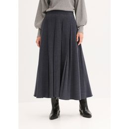 bonprix Midirock aus softem Viskose-Mix, blau, Gr.34, Faltenrock in Midi-L&auml;nge mit seitlichen Taschen