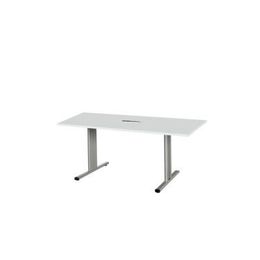Sch&auml;fer Shop Sch&auml;fer Shop Select Besprechungstisch Planova Basic, mit Tischanschlussfeld, Rechteck, T-Fu&szlig;, B 1600 x T 800 x H 717 mm, lichtgrau/wei&szlig;alu