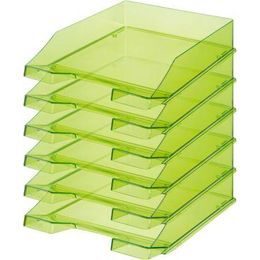 Ablagekorb HAN Klassik, f&uuml;r Format A4/C4, mit Beschriftungsfeld, stapelbar, B 255 x T 348 x H 65 mm, Kunststoff, gr&uuml;n/transparent, 6 St&uuml;ck