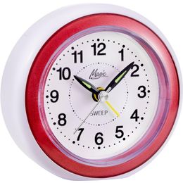 Quarzwecker Atlanta, rot (rot, wei&szlig;), Wecker, ideal f&uuml;r Reisen, Geschenkidee, Leuchtzeiger, Weckwiederholung, analog