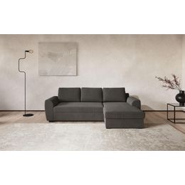 Ecksofa COTTA "Drift L-Form", anthrazit, B:253cm H:86cm T:154cm, 96% POLYESTER (PES) 4% POLYAMID(PA), Sofas, Ecksofa, optional auch mit Schlaffunktion, Wellenunterfederung