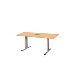 Sch&auml;fer Shop Sch&auml;fer Shop Select Besprechungstisch Planova Basic, mit Tischanschlussfeld, Rechteck, T-Fu&szlig;, B 1600 x T 800 x H 717 mm, Buche/wei&szlig;aluminium RAL 9006