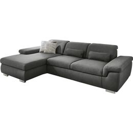 Ecksofa DIE PLANBAR "MP-IN17041 L-Form", grau (anthrazit), B:325cm H:85cm T:195cm, 100% Polyester, Sofas, Ecksofa, mit Sitztiefenverstellung, optional Kopfteilverstellung & Bettfunktion