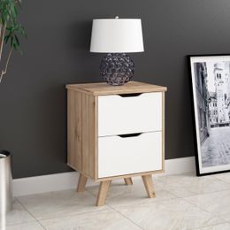 Nachtkommode FORTE "Vankka", wei&szlig; (planken eiche, wei&szlig;), B:45cm H:63,9cm T:42cm, FSC-zertifizierter Holzwerkstoff, Sideboards, mit Griffmulde und Vierkantf&uuml;&szlig;en