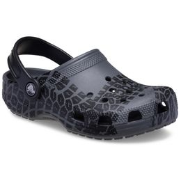 Clog Crocs "Classic Tire Print Clog", Jungen, Gr. 23, schwarz (dunkelgrau, schwarz), Croslite&trade;, Schuhe Clog, Hausschuh, Sandale mit L&uuml;ftungs&ouml;ffnungen