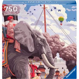 Puzzle Ravensburger "Around the world in 80 days", bunt, Puzzles, KinderB:50cm H:50cm, Pappe, Motiv, Made in Germany, B:50cm H:50cm