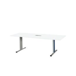 Sch&auml;fer Shop Sch&auml;fer Shop Select Besprechungstisch Planova Basic, mit Tischanschlussfeld, Rechteck, T-Fu&szlig;, B 2000 x T 800 x H 717 mm, wei&szlig;/wei&szlig;aluminium RAL 9006