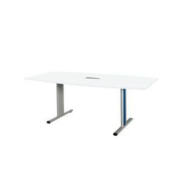 Sch&auml;fer Shop Sch&auml;fer Shop Select Besprechungstisch Planova Basic, mit Tischanschlussfeld, Boot, T-Fu&szlig;, B 2000 x T 1000 x H 717 mm, wei&szlig;/wei&szlig;aluminium RAL 9006