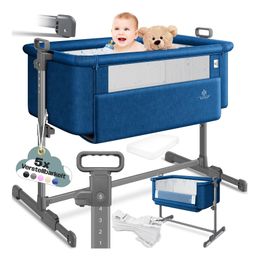 Kesser&reg; Zustellbett Hubi 3in1 Baby Beistellbett Reisebett Babybett mit weich Matratze, mit Rollen Kinderbett, 5-fach H&ouml;henverstellung, Faltbare Seitenwand f&uuml;r zu Hause und unterwegs