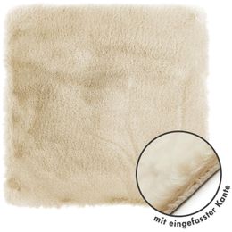 Stuhlkissen LUXOR living "Sitzauflage Novara, Kunstfell", beige (creme, felloptik unifarben), B:40cm H:3cm L:40cm, Polyester, Dekokissen_Sitzkissen_Kissenh&uuml;llen, Stuhlkissen, ungepolstert, sehr weich, rund & eckig, auch als 4er Set, waschbar