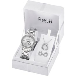 Quarzuhr Firetti, silber (silberfarben), Armbanduhren, Damen, Quarzuhr, Armbanduhr, Damenuhr, Glitzersteine, Geschenkset
