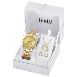 Quarzuhr Firetti, gold (goldfarben), Armbanduhren, Damen, Quarzuhr, Armbanduhr, Damenuhr, Glitzersteine, Geschenkset