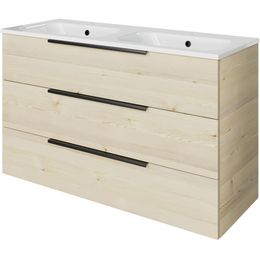 Badm&ouml;bel-Set SAPHIR "Mineralmarmor-Waschtisch mit Waschtischunterschrank", polar pinie, B:121cm H:74cm T:46cm, Holzwerkstoff, Kastenm&ouml;bel-Sets, Badm&ouml;bel-Set