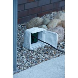 Gartensteckdose Ubbink "Stone Decor", wei&szlig;, T:21cm, Kunststoff, Steckdosen, mit 4 Steckdosen