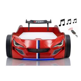 Autobett Kinder 90x200 Jungen LED Leuchte Unterbodenbeleuchtung Sound Fernbedienung