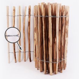 Aquagart 5m Komplett Set Staketenzaun 120cm hoch Lattenabstand 4-6cm mit 5 Holzpfosten 1,5m lang & Krampen
