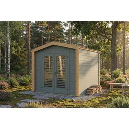 Gartenhaus Weka "Killarney", gr&uuml;ngrau, eiche hell, ohne Fu&szlig;boden, ohne Dacheindeckung, Massivholz, Gartenh&auml;user, Gartenhaus, Doppelt&uuml;r mit Lamellen