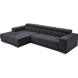 Ecksofa DIE PLANBAR "MP-IN15053 L-Form extra breiter Schenkel", grau (anthrazit), B:329cm H:73cm T:190cm, 100% Polyester, Sofas, Ecksofa, wahlweise mit Kopfteilverstellung und manueller Vorziehbank