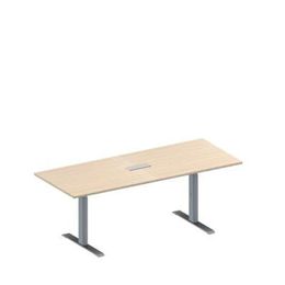 Sch&auml;fer Shop Sch&auml;fer Shop Genius Konferenztisch MODENA FLEX, 3-fach Anschluss, Rechteck, T-Fu&szlig; Rechteckrohr, B 2000 x T 800 x H 650-850 mm, Ahorn/wei&szlig;alu