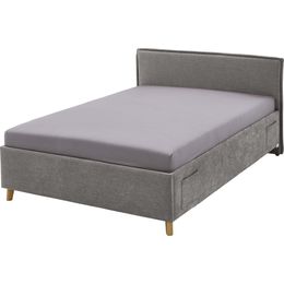 Meise M&ouml;bel Kinderbett MEISE.M&Ouml;BEL "FUN", grau (grau, grau), B:133cm L:215cm, Betten, Kinderbett, Polsterbett wahlweise mit Bettkasten, Jugendbett inkl. USB-Anschluss