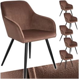 TecTake&reg; Esszimmerstuhl, gepolstert, in Samtoptik, schwarze Stahlbeine, 58 x 62 x 82 cm